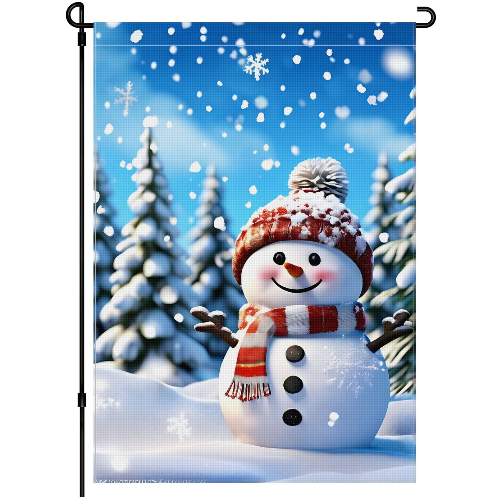 Welcome Snowman Outdoor Garden Flags - Cartoon Christmas Cute Double ...