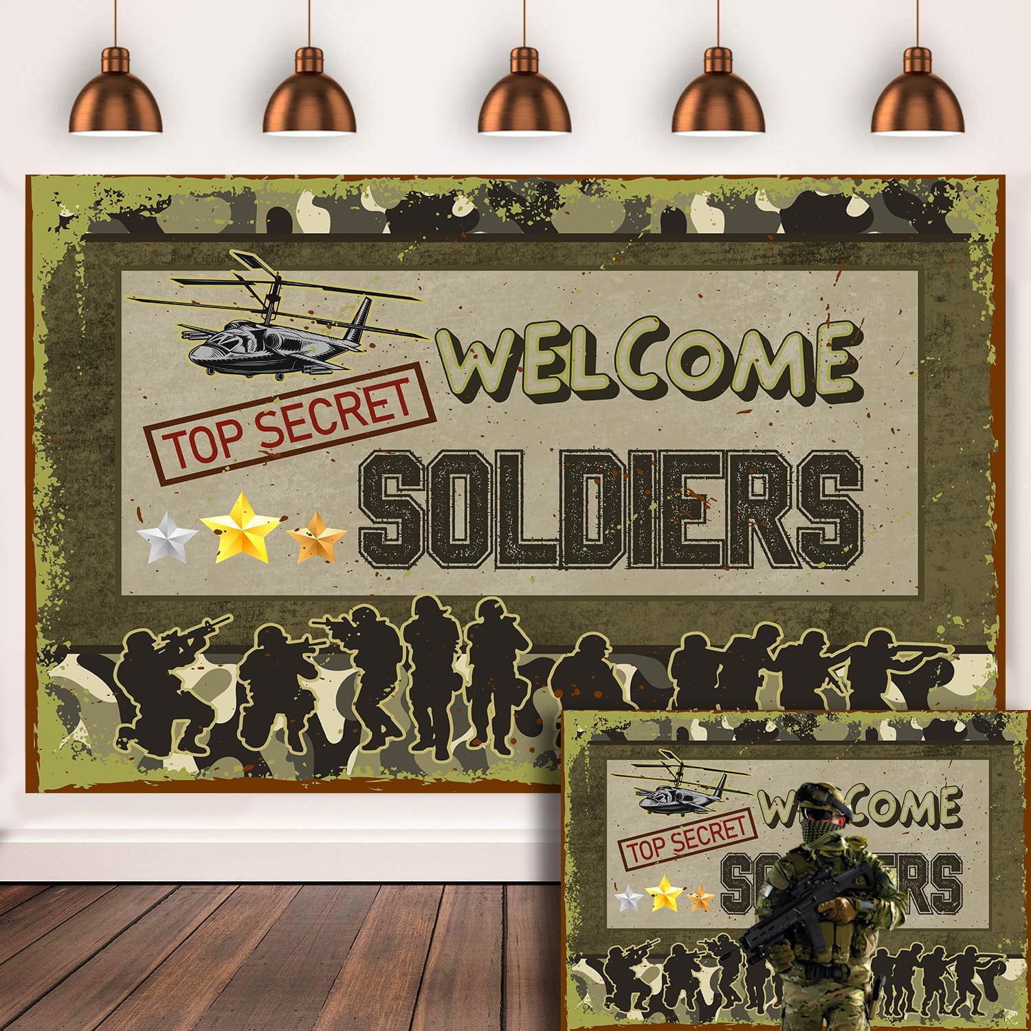 Welcome Soldiers Back Home Backdrop Military Helicopter Deployment Army ...