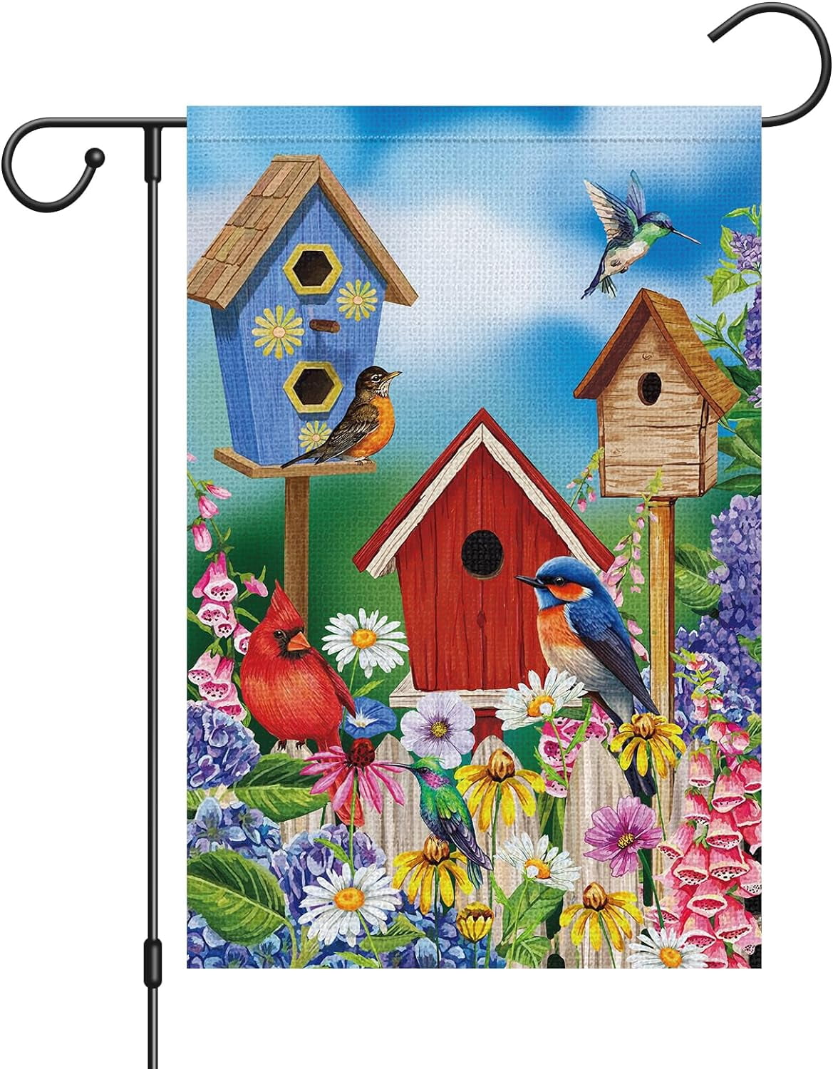 Welcome Spring Bird Floral Garden Flag 30x45 cm Double Sided,Small ...