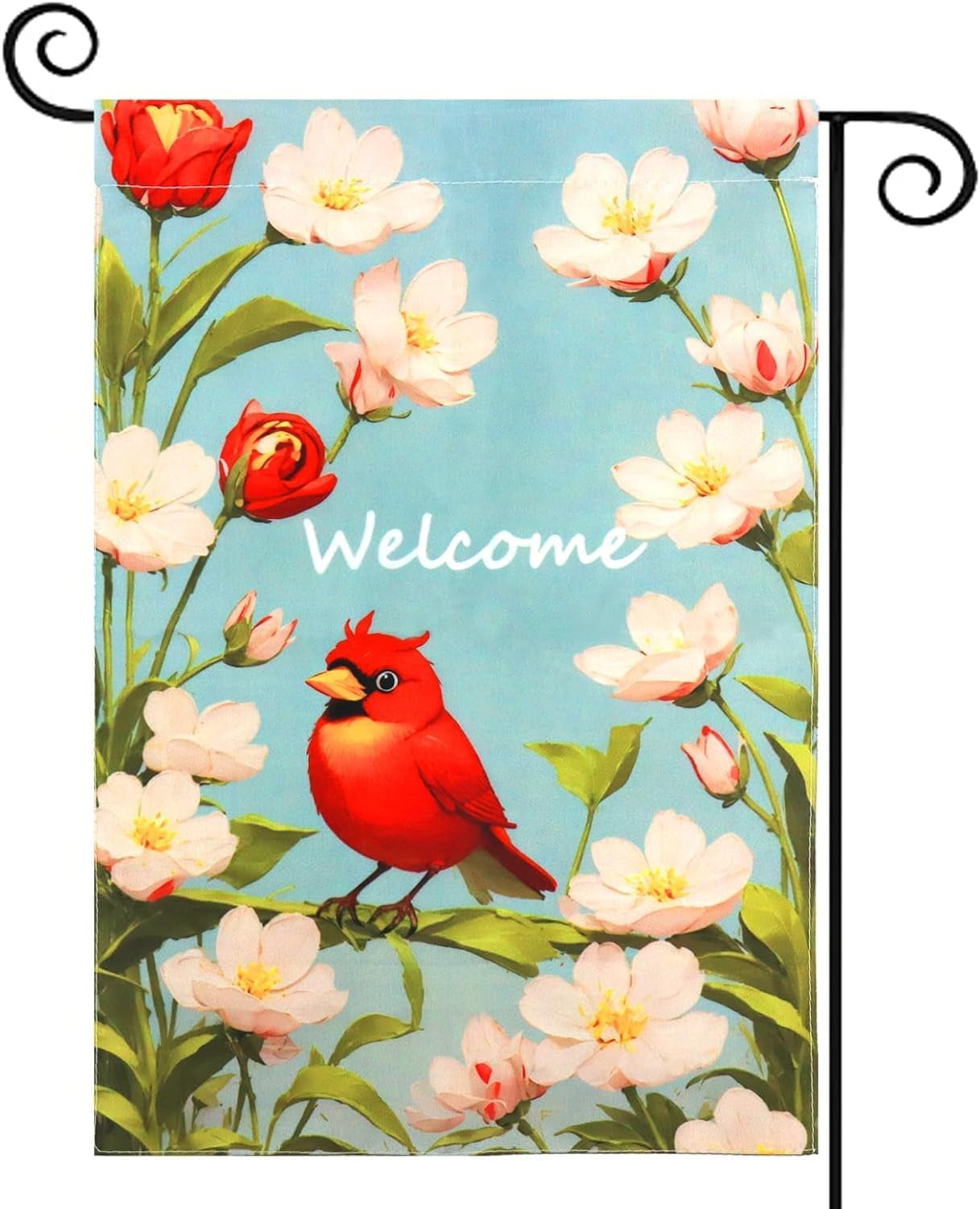 Welcome Spring Bird Garden Flag Double Sided Vertical, Small Floral ...