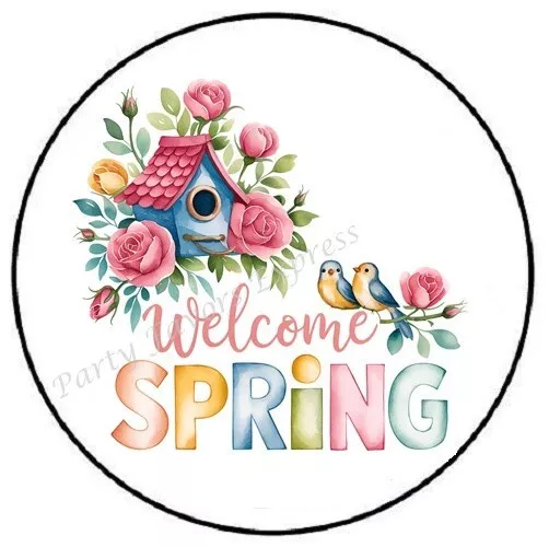Welcome Spring Birdhouse Stickers Party Favors Phone Decal Water Bottle ...