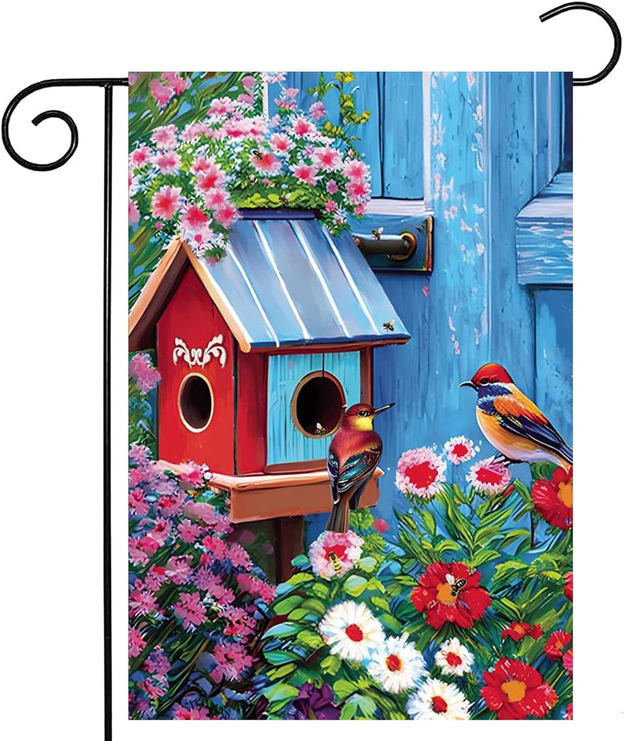 Welcome Spring Birds Flowers Outdoor Yard Flag Double Sided Watercolor ...