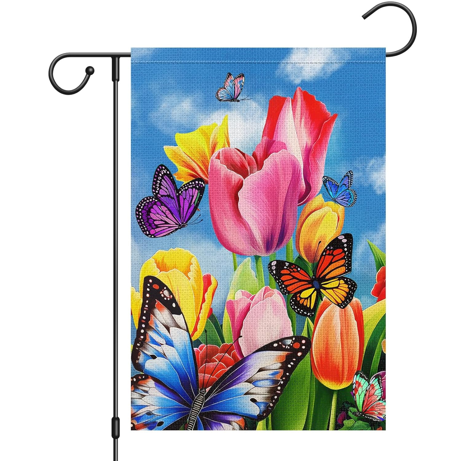Welcome Spring Butterflies Garden Flag Summer Floral Flower Garden ...