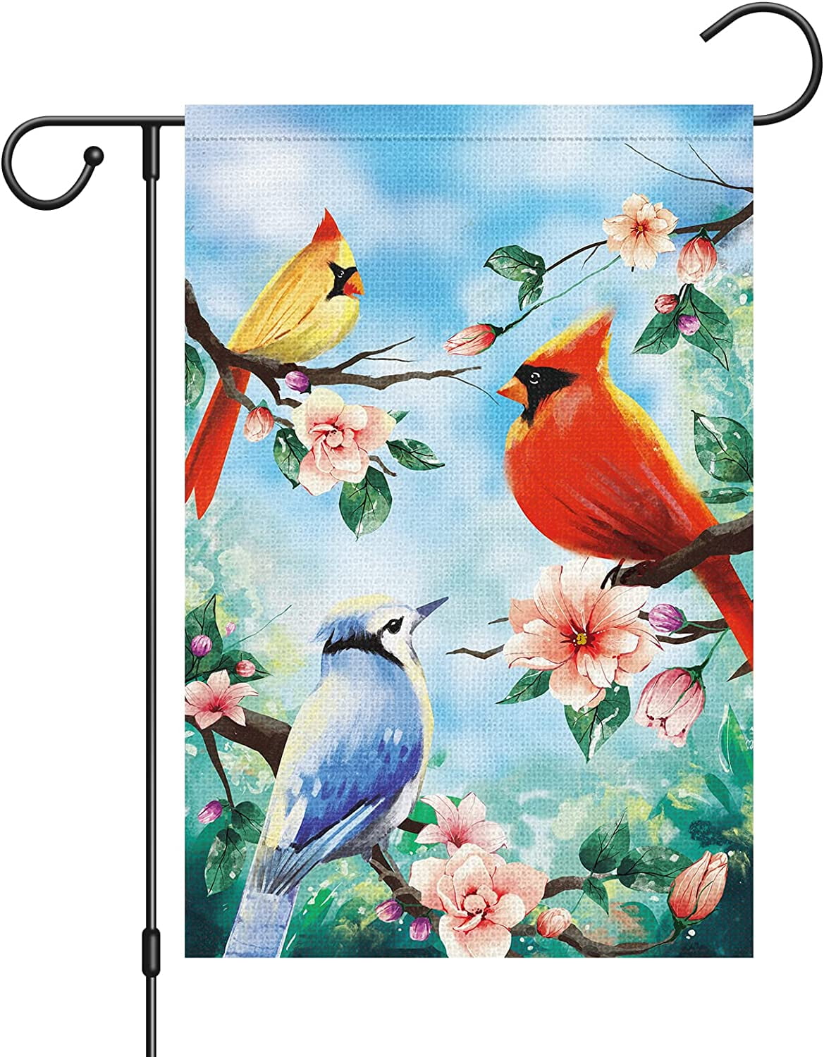 Welcome Spring Cardinals Garden FlagDouble Sided, Flower Bird Floral ...
