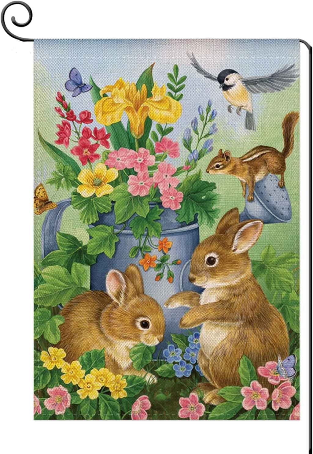 Welcome Spring Cute Bunny Garden Flag Vertical Double Sided,Happy ...