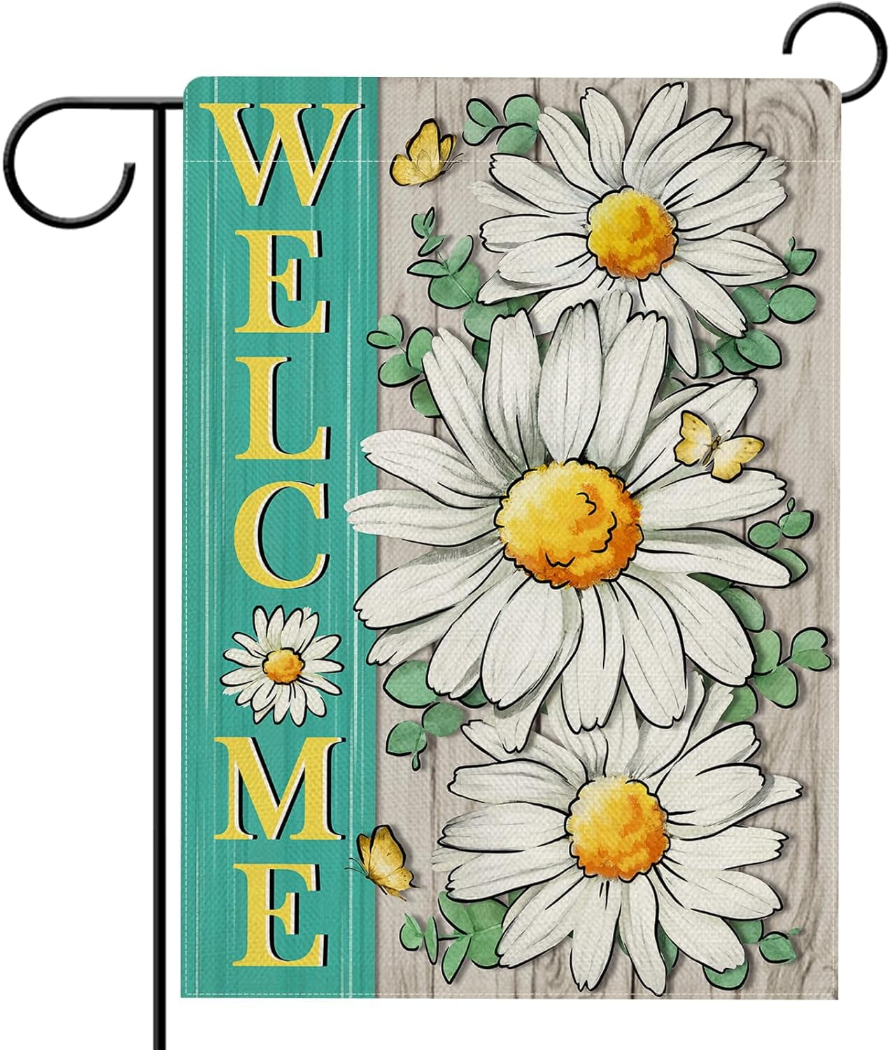 Welcome Spring Daisy Flower Garden Flag Double Sided, Floral Eucalyptus ...