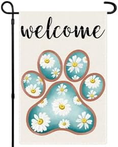 Welcome Spring Dog Paw Garden Flags for Outside Decor, Dog Paw with ...