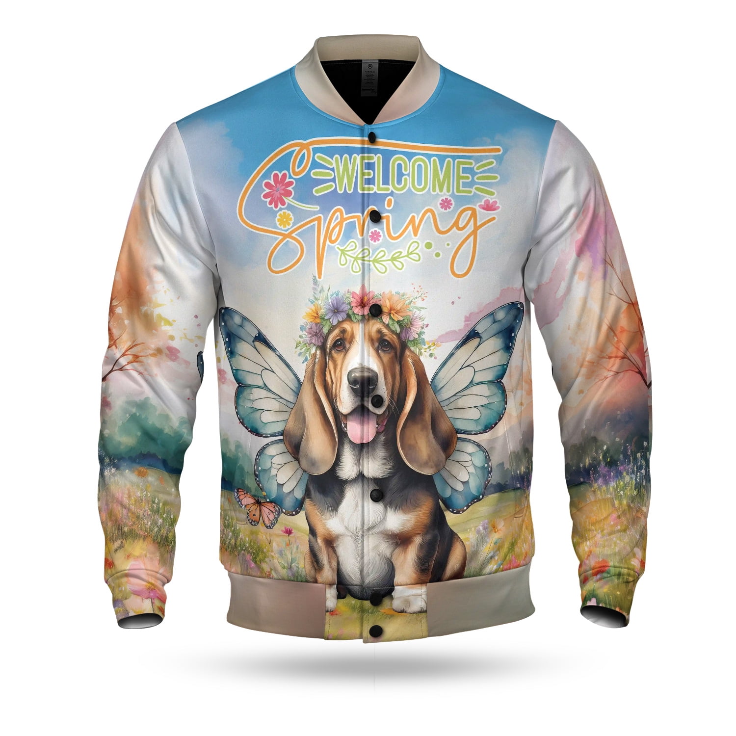 Welcome Spring Fairy Basset Hound in Flower Meadow All Over Print 3D ...