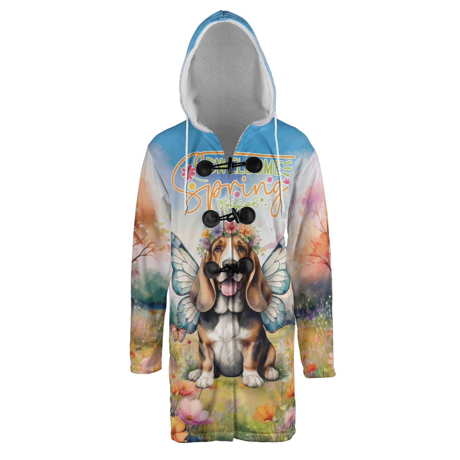 Welcome Spring Fairy Basset Hound in Flower Meadow All Over Print 3D ...