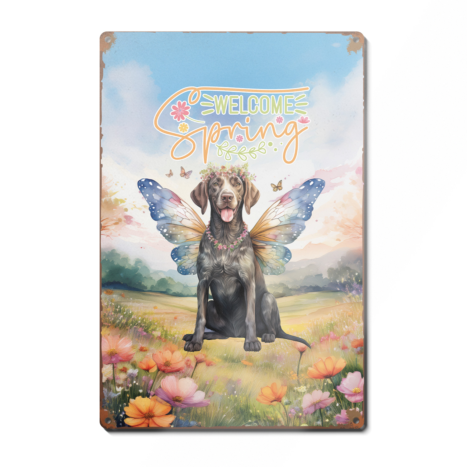Welcome Spring Fairy German Shorthaired Pointer in Flower Meadow ...