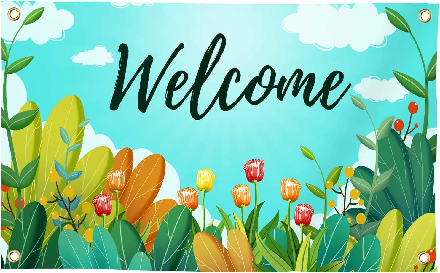 Welcome Spring Flag 3x5 FT Flower Yard House Flags Season Banner ...