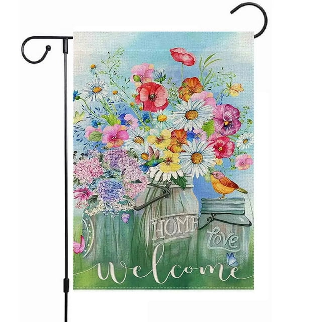 Welcome Spring Flower Garden Flag 12x18 Double Sided Vertical,Home Love ...
