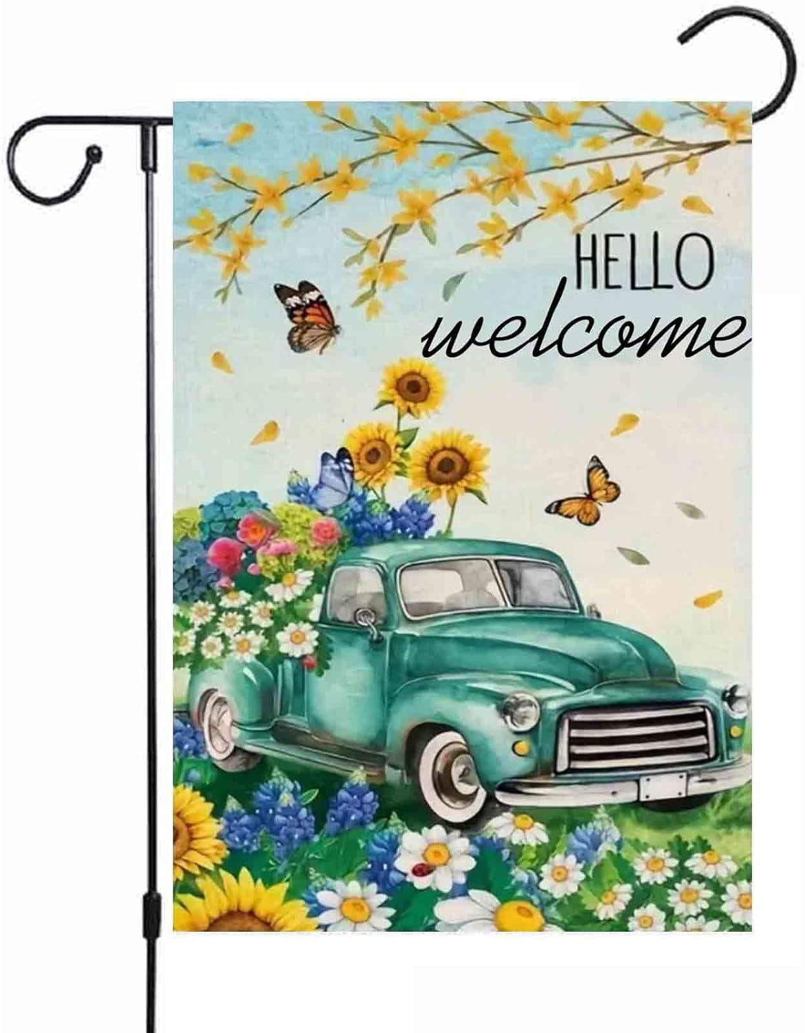 Welcome Spring Flower Garden Flag 12x18 Double Sided Vertical,Home Love ...