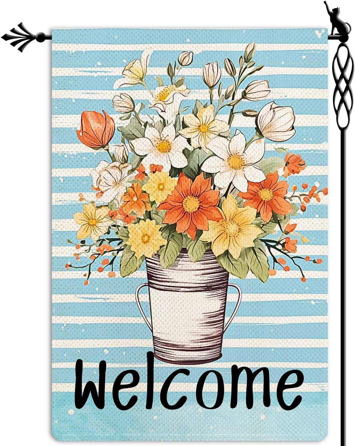 Welcome Spring Flowers Garden Flag Hello Spring Vertical Double Sided ...