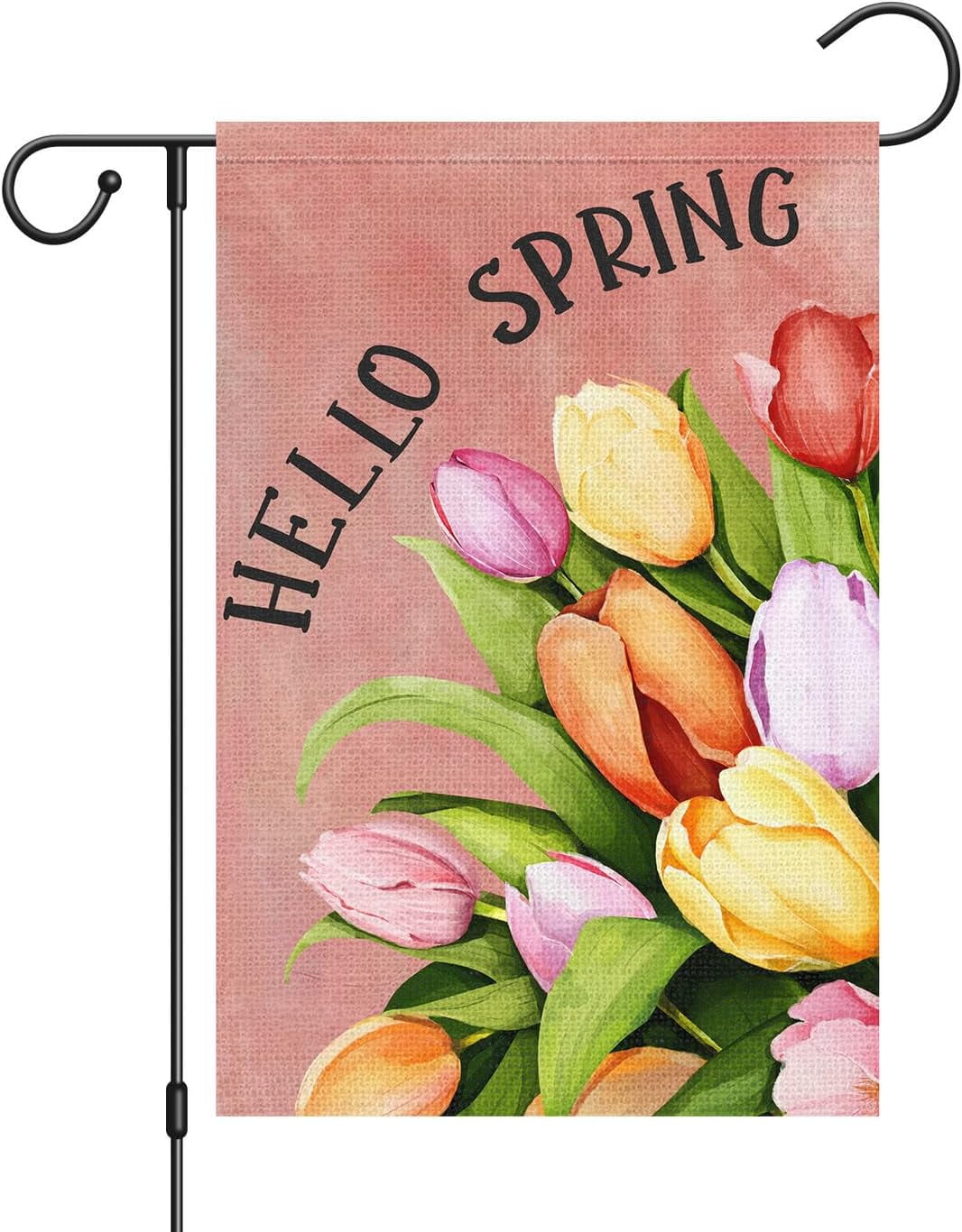 Welcome Spring Garden Flag 12.5x18 Double Sided Vertical, Burlap Small ...