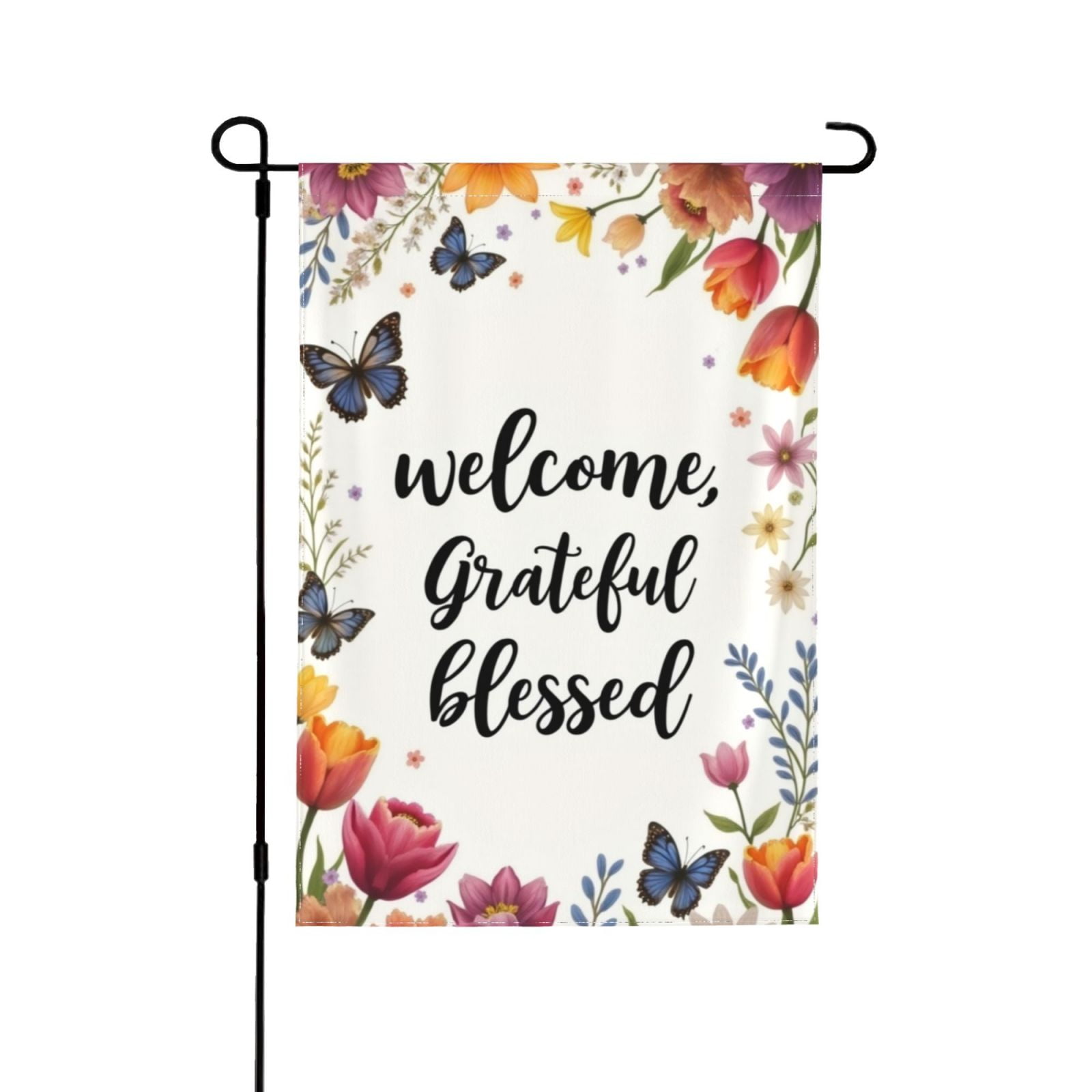 Welcome Spring Garden Flag 12x18 Inch， Double Sided Floral Butterfly ...