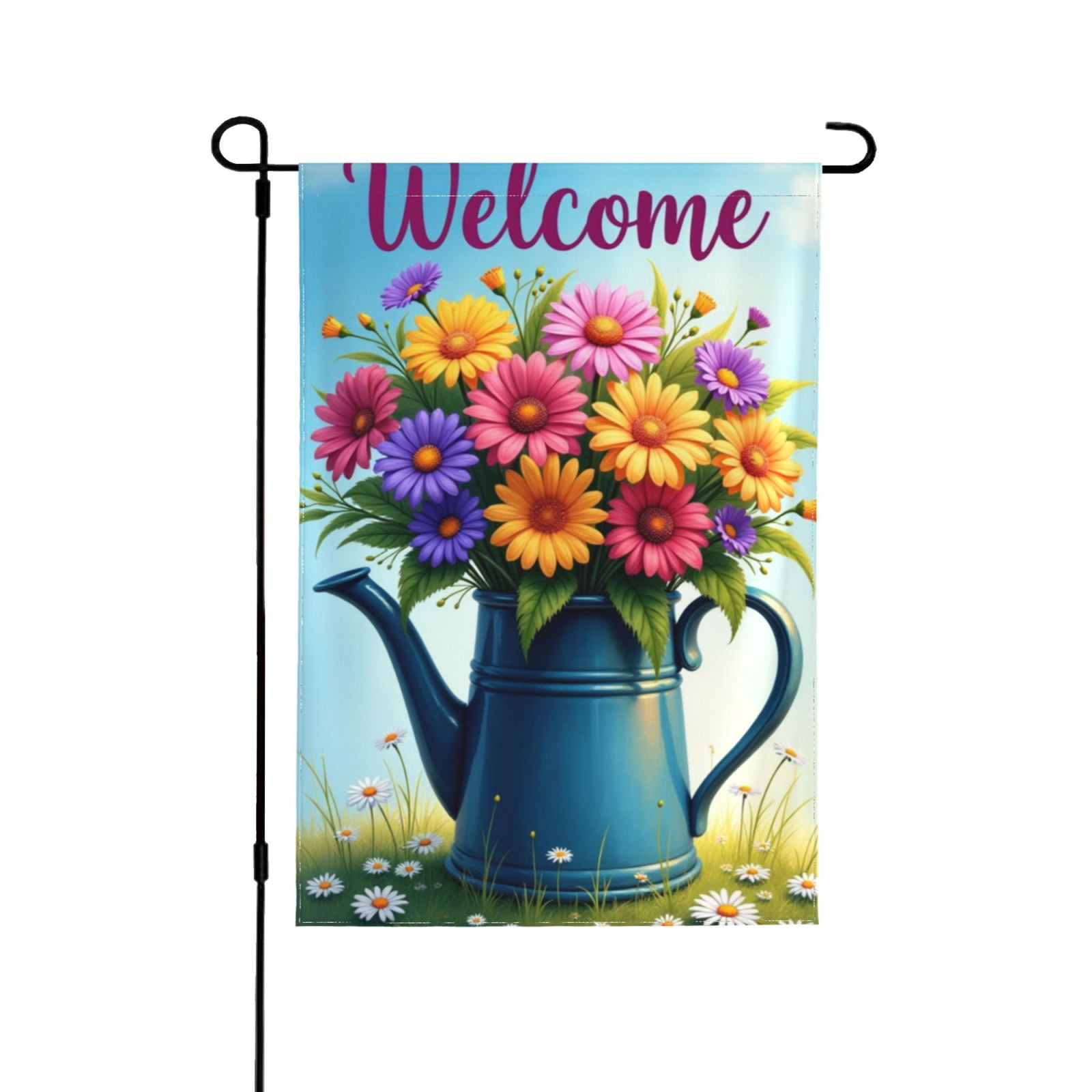 Welcome Spring Garden Flag 12x18 Inch Double Sided Floral Daisy ...