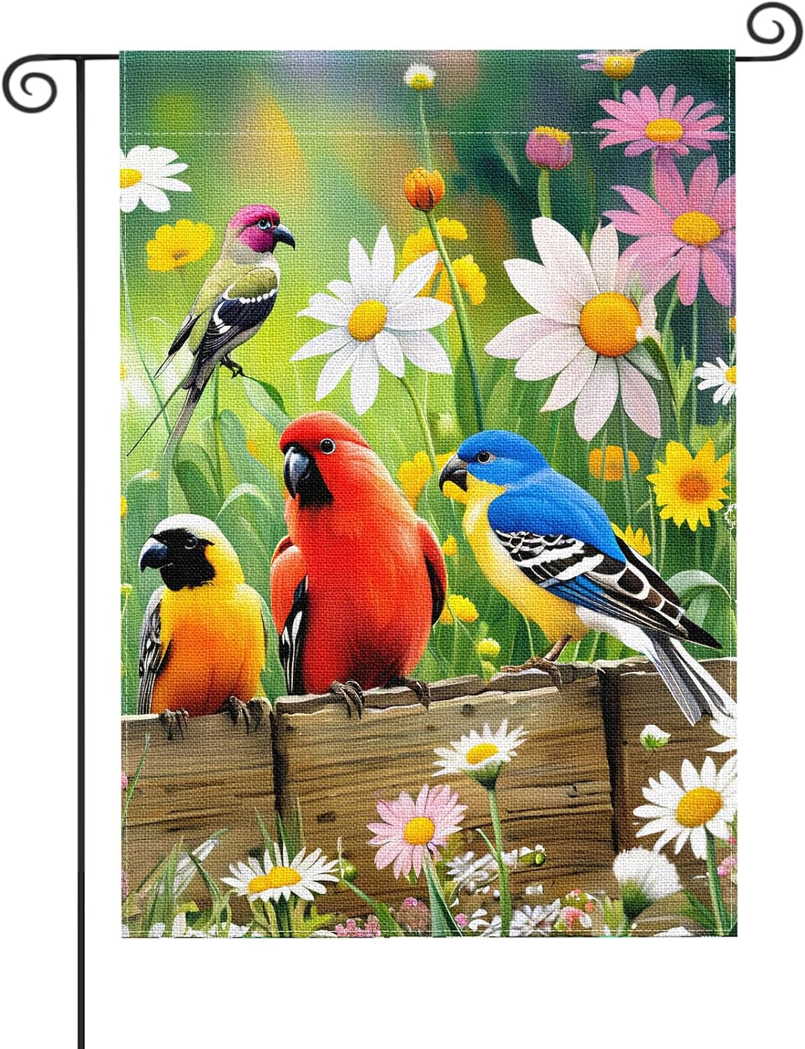 Welcome Spring Garden Flag Birds and Daisy Flower Garden Yard House ...