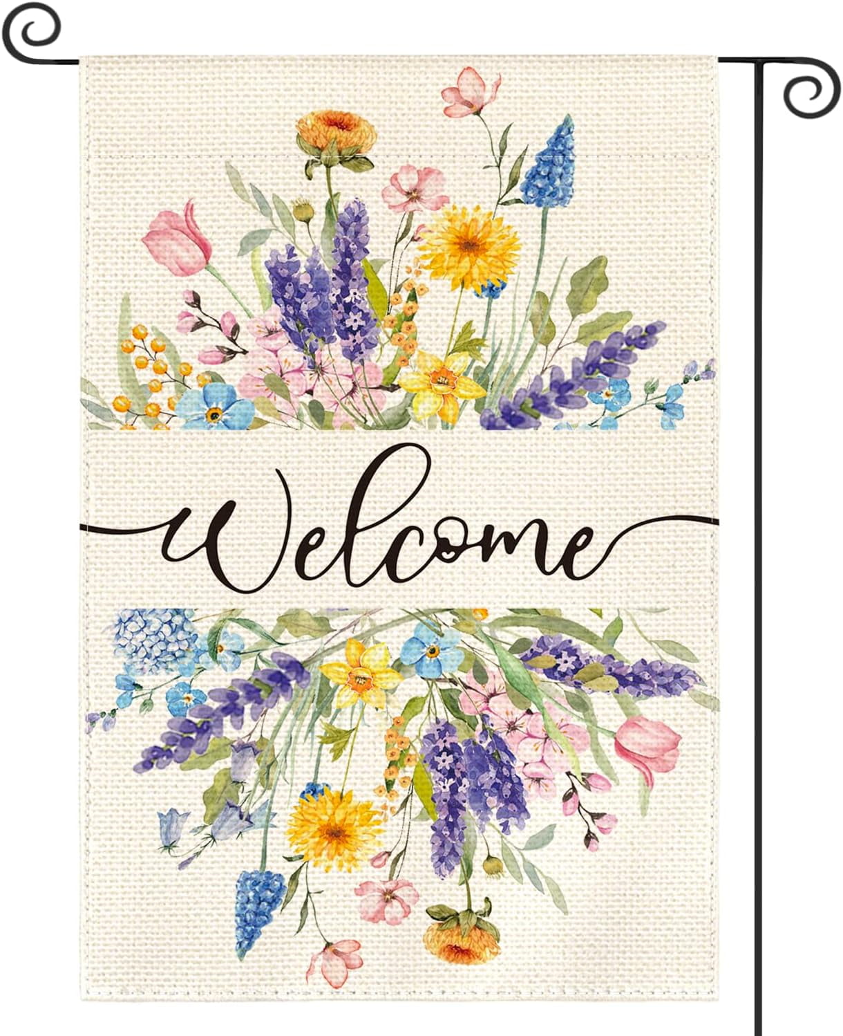 Welcome Spring Garden Flag Double Sided, Seasonal Flowers Yard Outdoor ...
