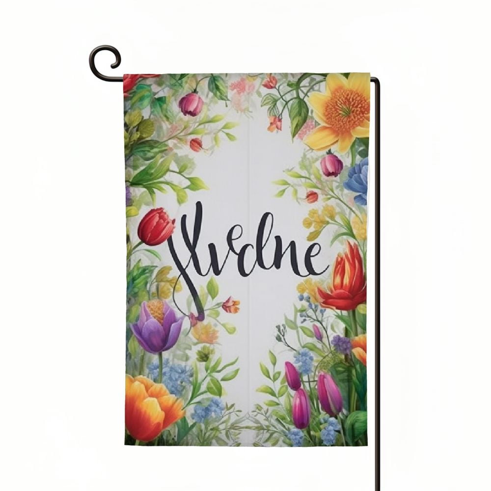 Welcome Spring Garden Flag Double Sided Vertical, Burlap Small Floral ...