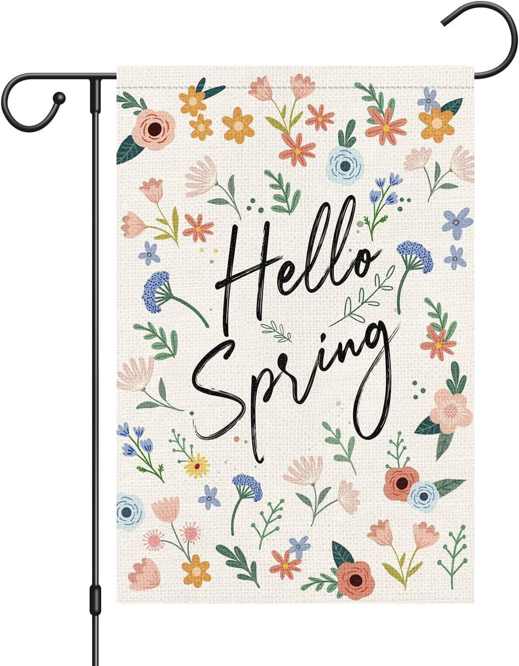 Welcome Spring Garden Flag Double Sided Vertical, Burlap Small Flower ...