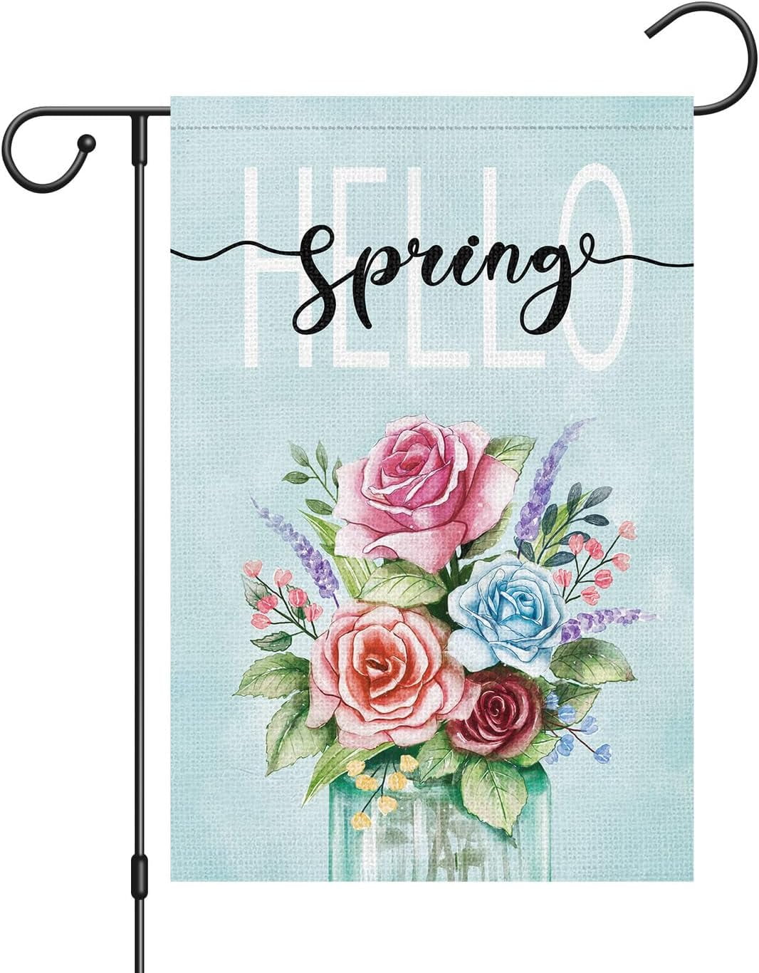 Welcome Spring Garden Flag Double Sided Vertical, Small Rose Flower ...