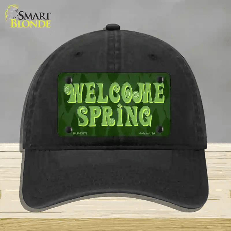 Welcome Spring Novelty License Plate Hat Tag Unconstructed Cotton Black - Walmart.com