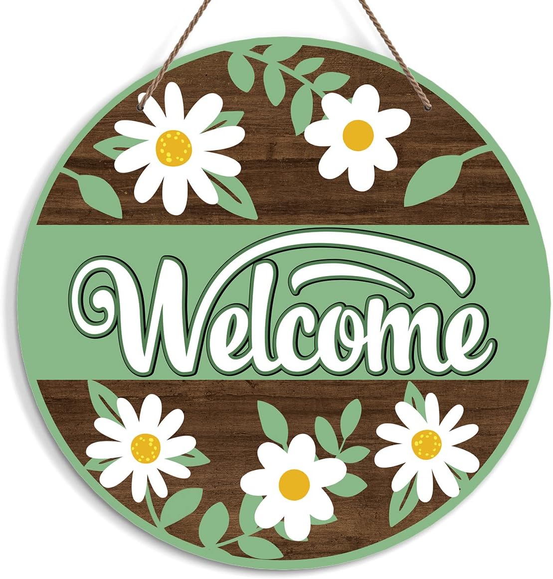 Welcome Spring Sign for Front Door, Greenery Floral Welcome Door Sign ...