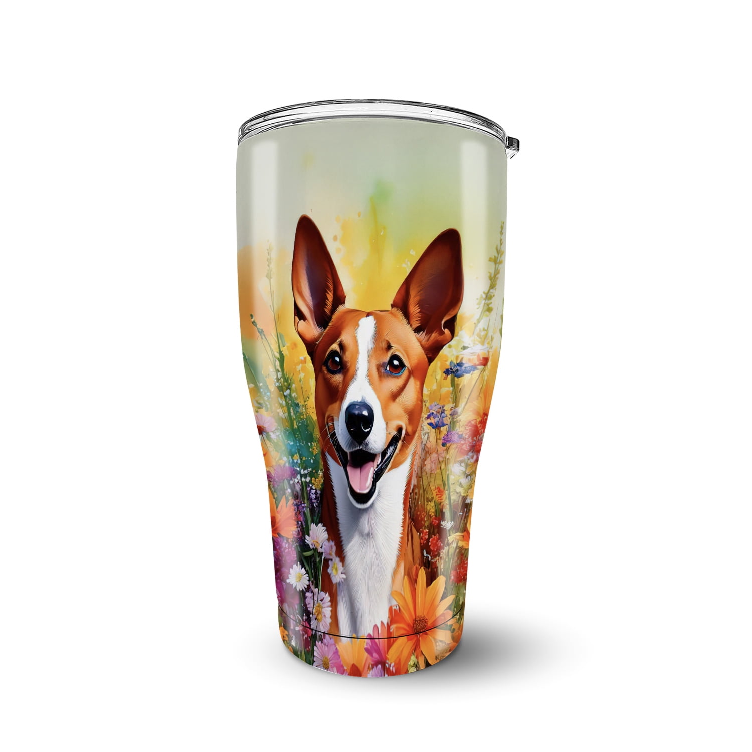 Welcome Spring Summer Basenji Portrait Flower Blue Sky 30oz Stainless ...