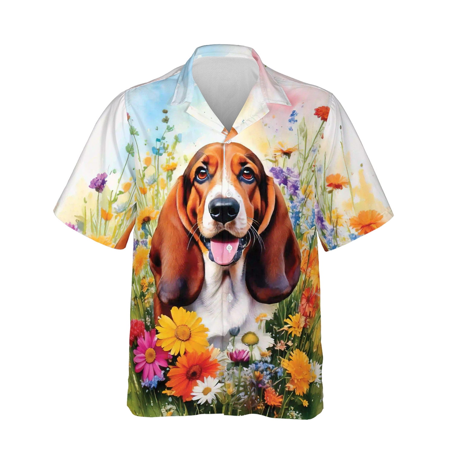 Welcome Spring Summer Basset Hound Portrait Flower Blue Sky Hawaiian ...