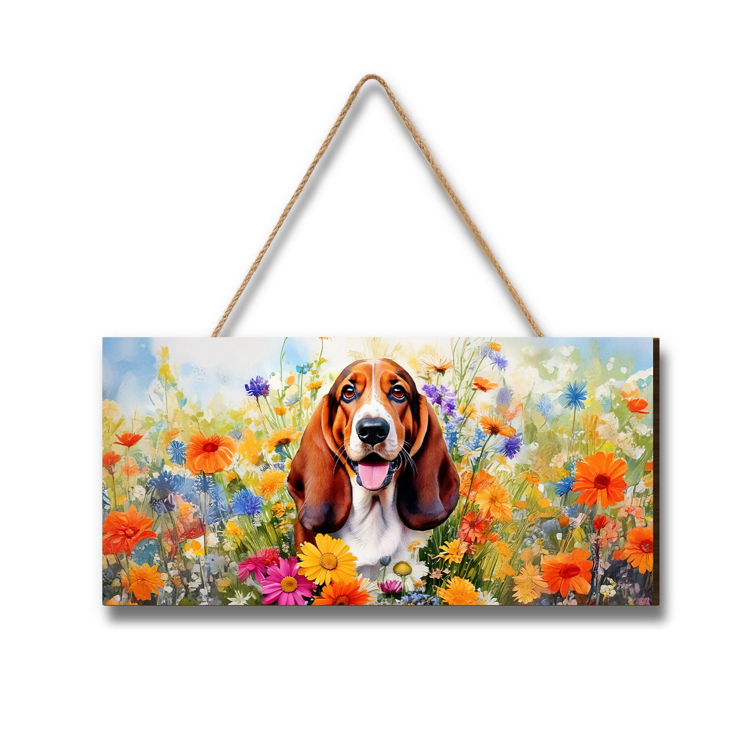Welcome Spring Summer Basset Hound Portrait Flower Blue Sky Landscape ...