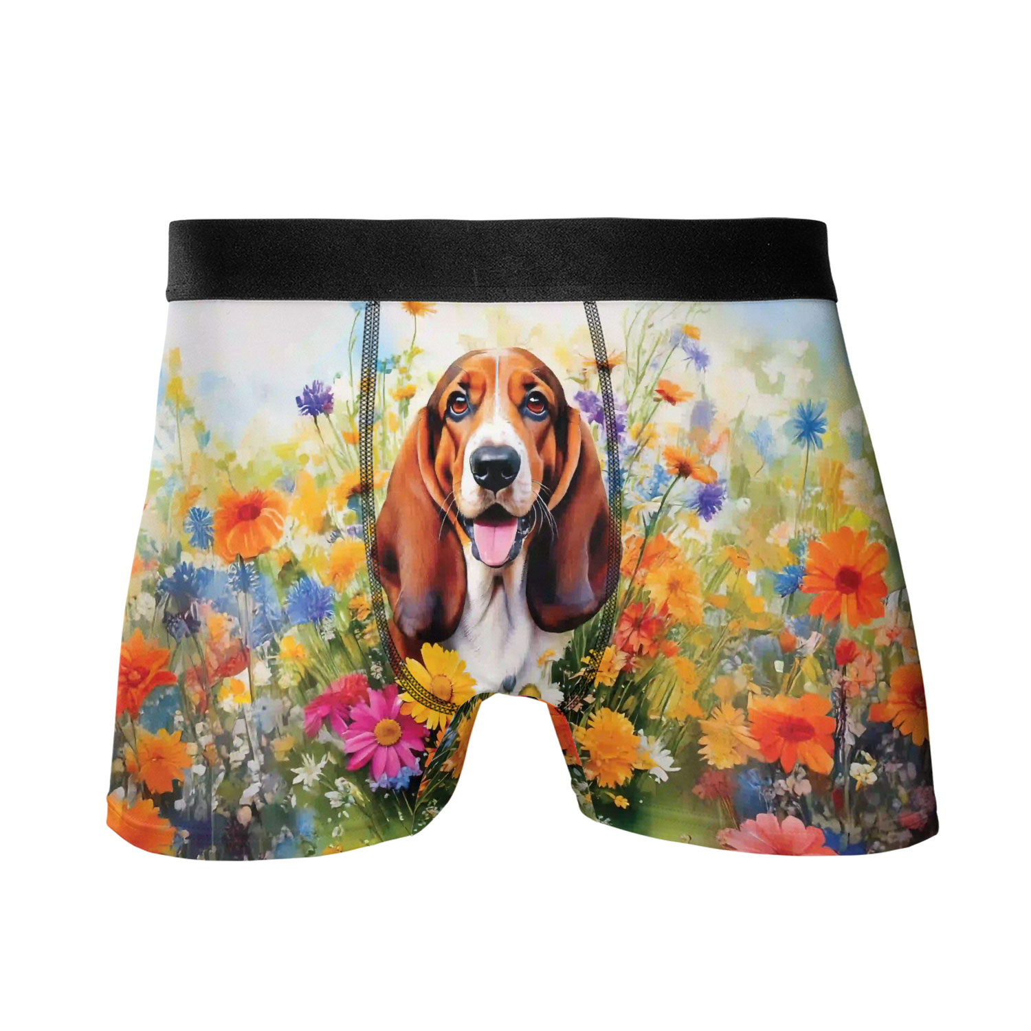 Welcome Spring Summer Basset Hound Portrait Flower Blue Sky All Over ...