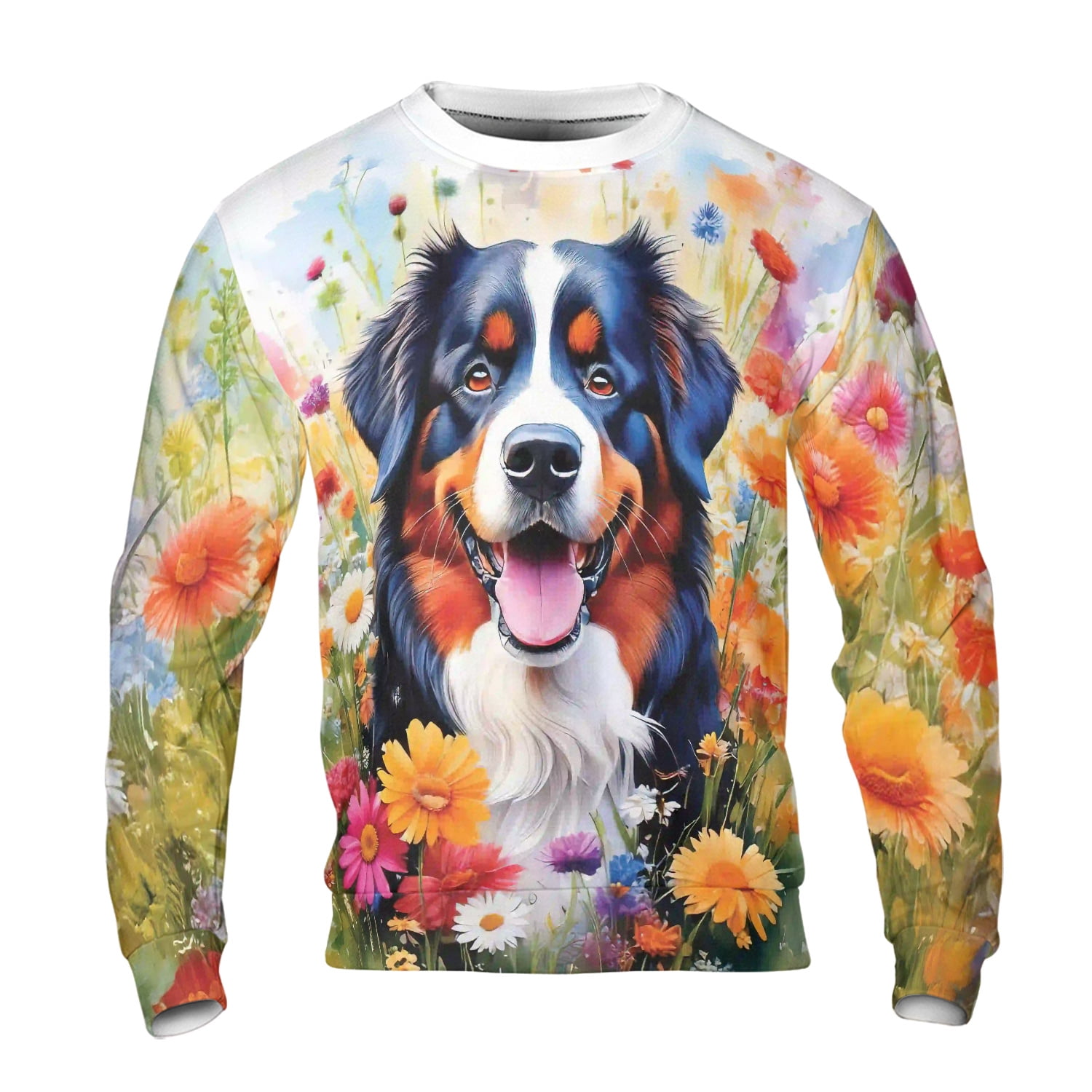 Welcome Spring Summer Bernese Mountain Dog Portrait Flower Blue Sky All ...