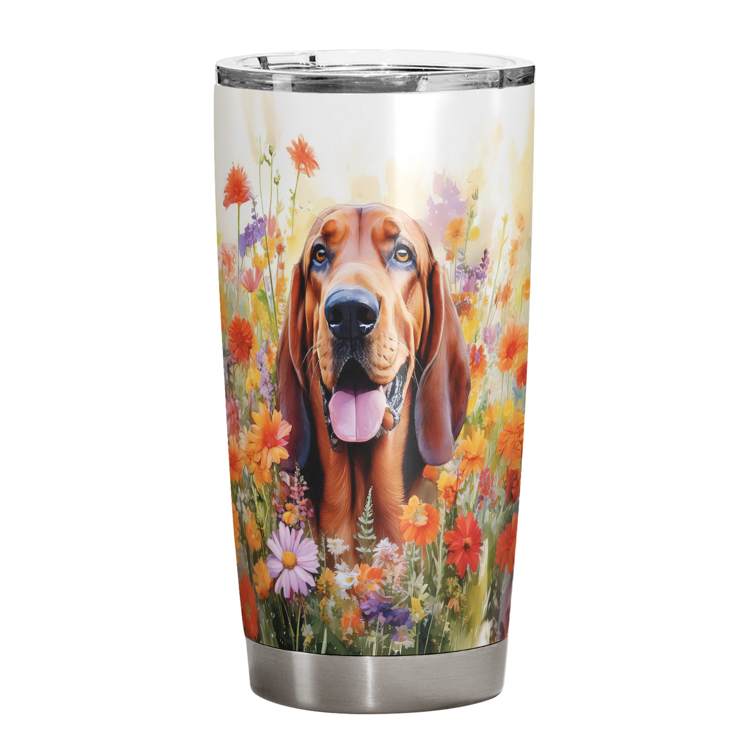 Welcome Spring Summer Bloodhound Portrait Flower Blue Sky 20oz ...