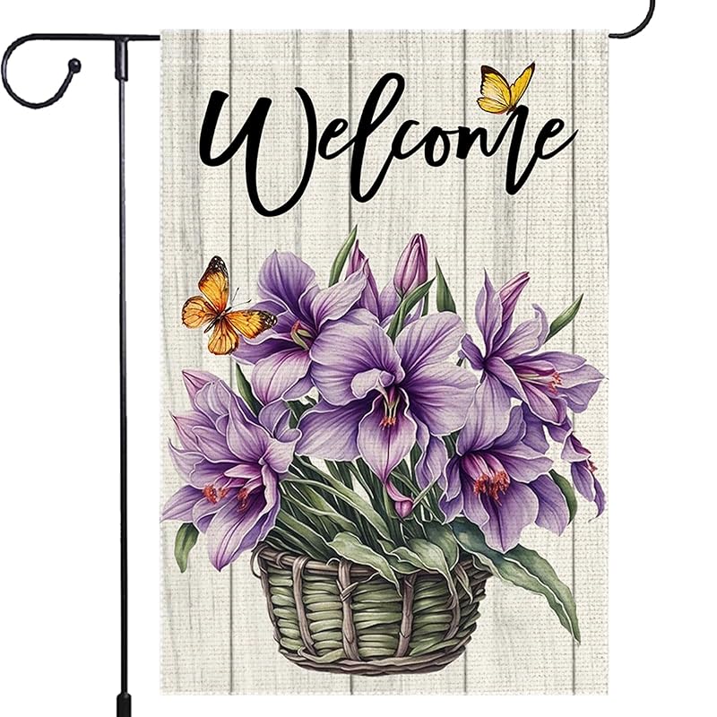 "Welcome Spring Summer Buffalo Plaid Butterfly Colorful Floral Small ...