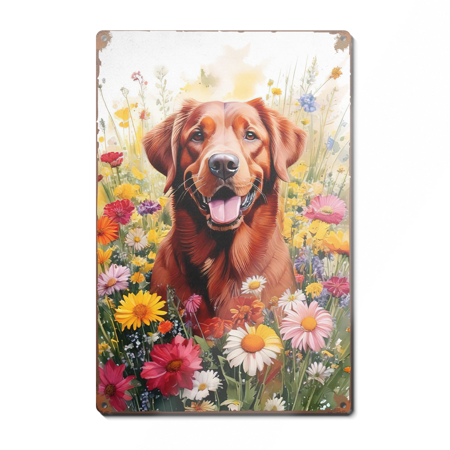 Welcome Spring Summer Chesapeake Bay Retriever Portrait Flower Blue Sky ...
