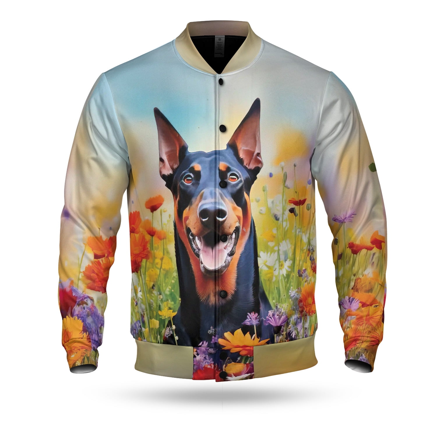 Welcome Spring Summer Doberman Pinscher Portrait Flower Blue Sky All ...