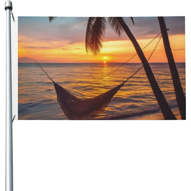 Welcome Spring Summer Flag Coconut Beach Sunset Hammock Garden Flag With Grommets485x8 Ft Home