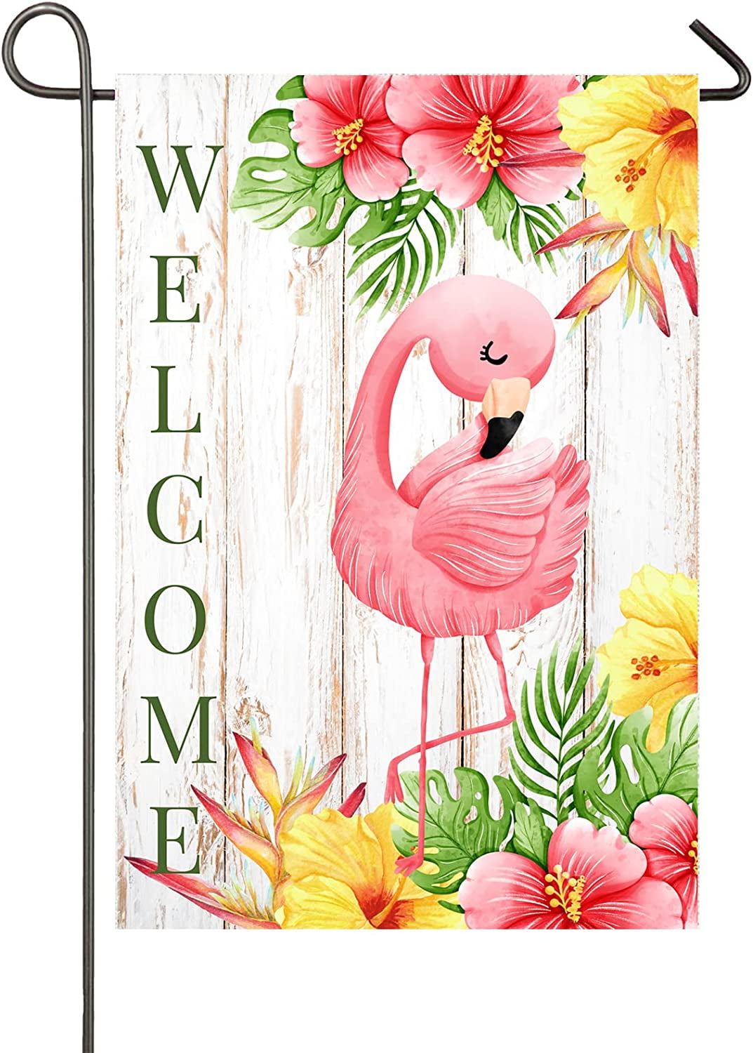 Welcome Spring Summer Flamingo Garden Flag Double Sided Vertical ...