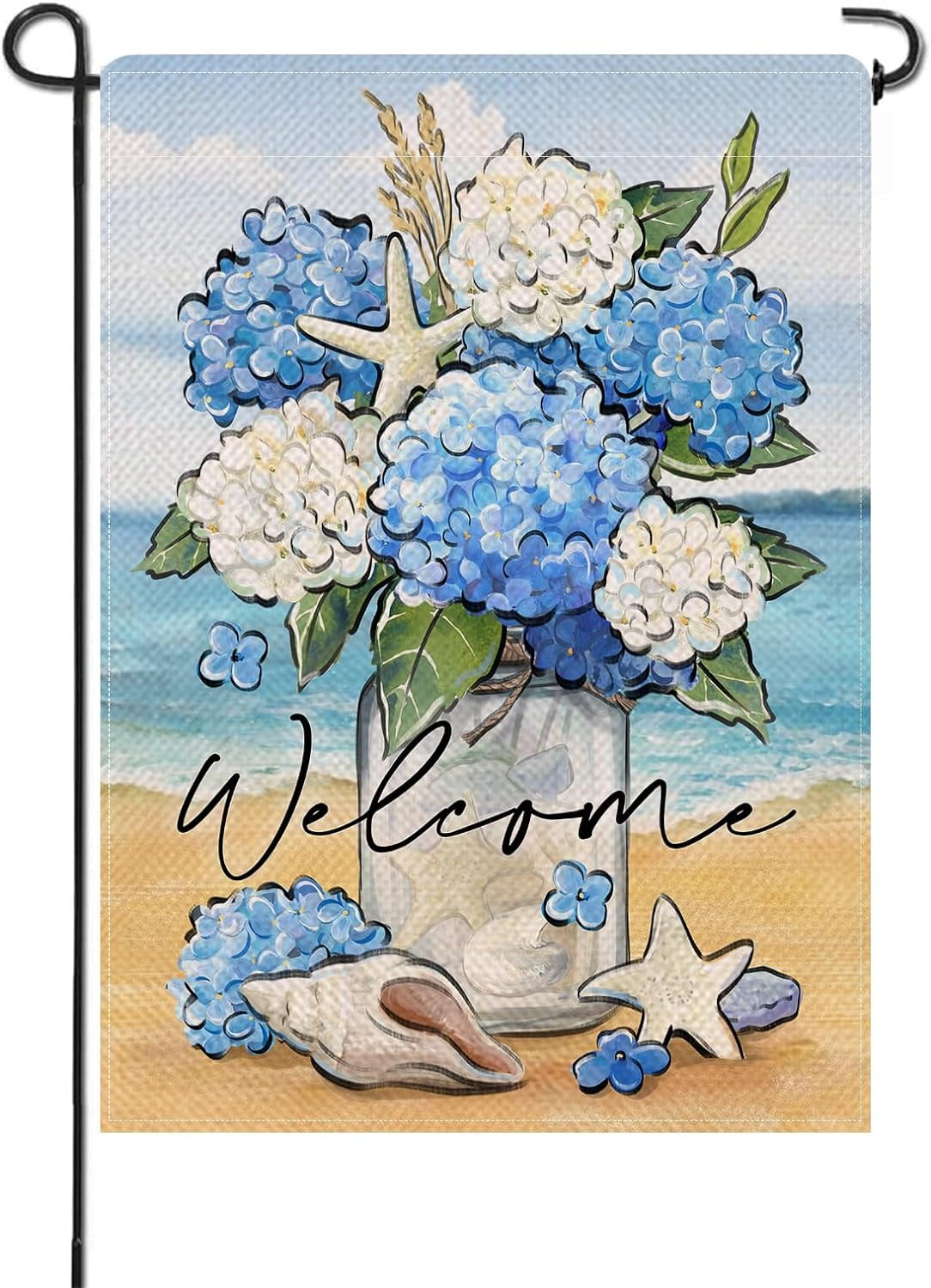 Welcome Spring Summer Flower Small Decorative Garden Flag, Hydrangea ...