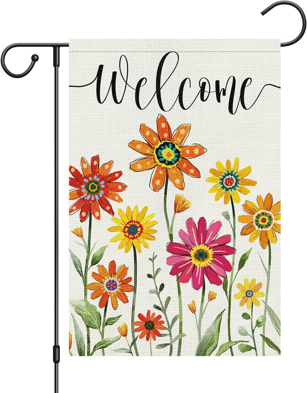 Welcome Spring Summer Flowers Garden Flag 12x18 Double Sided, Burlap ...