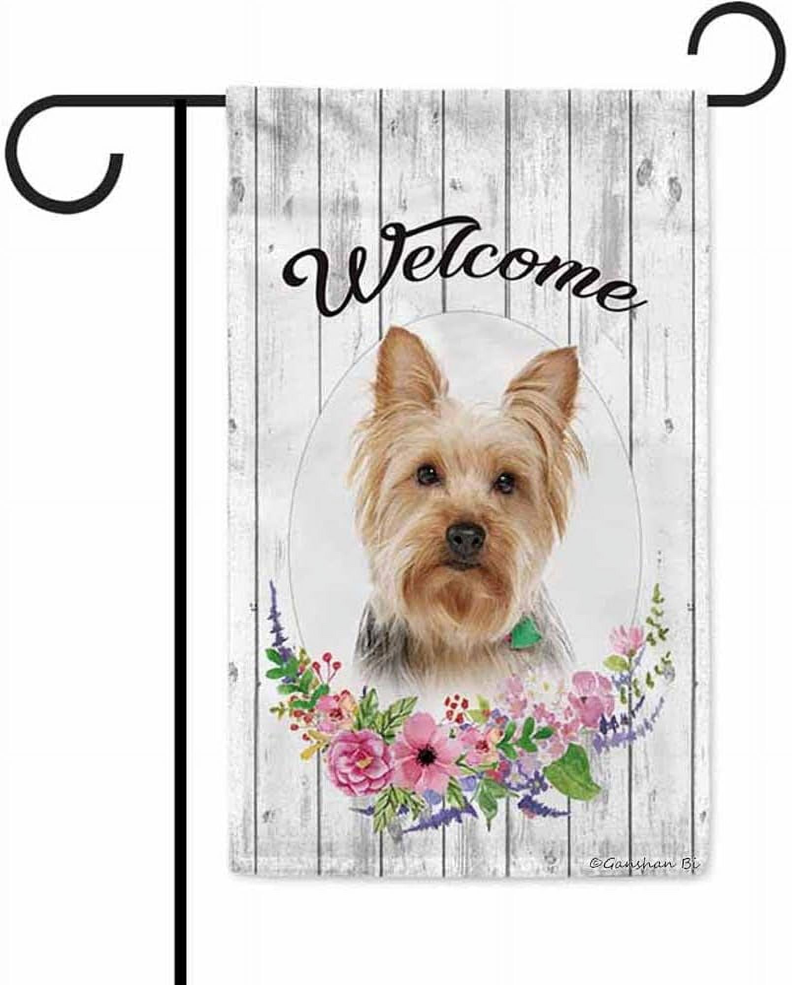 Welcome Spring Summer Flowers Yorkie Decorative Garden Flag Dog Floral ...