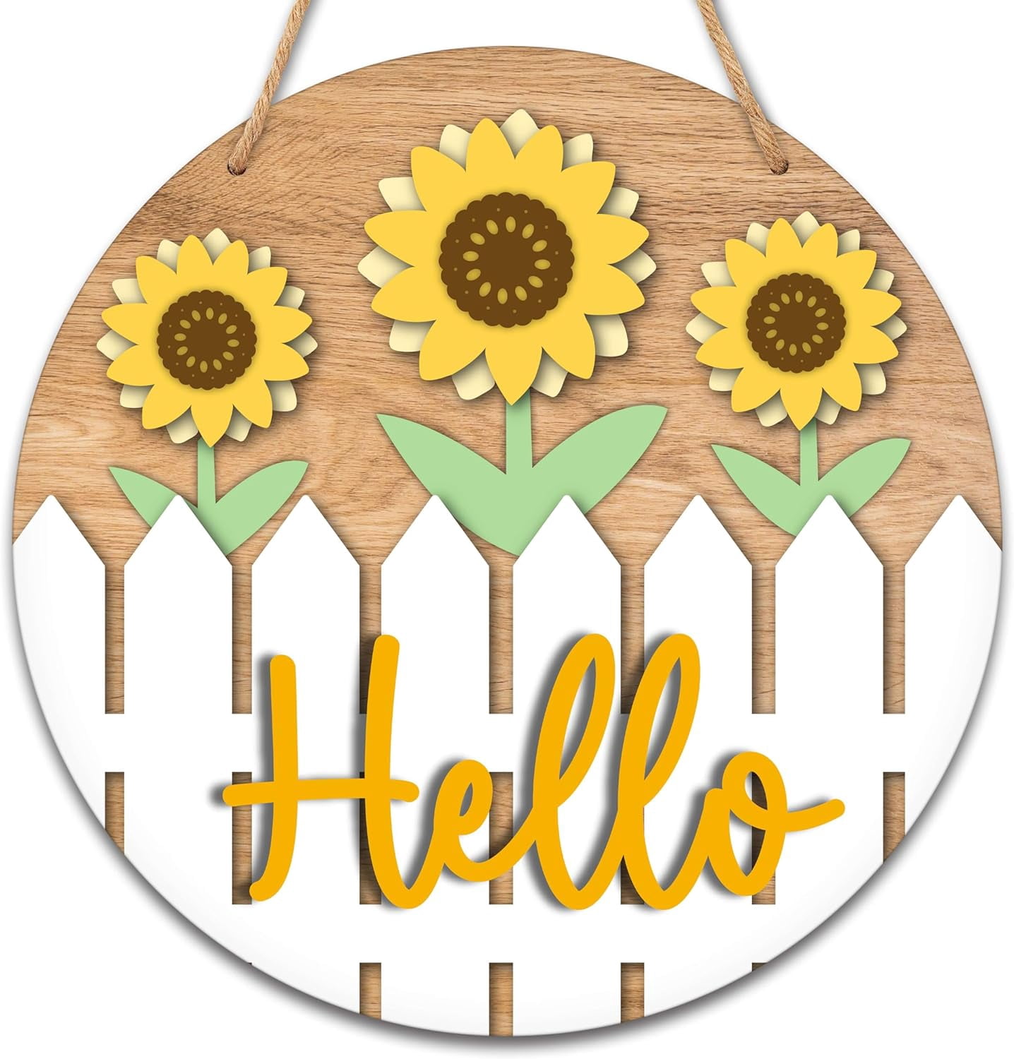 Welcome Spring Summer Front Door Sign Summer Flower Wall Hanging Round ...