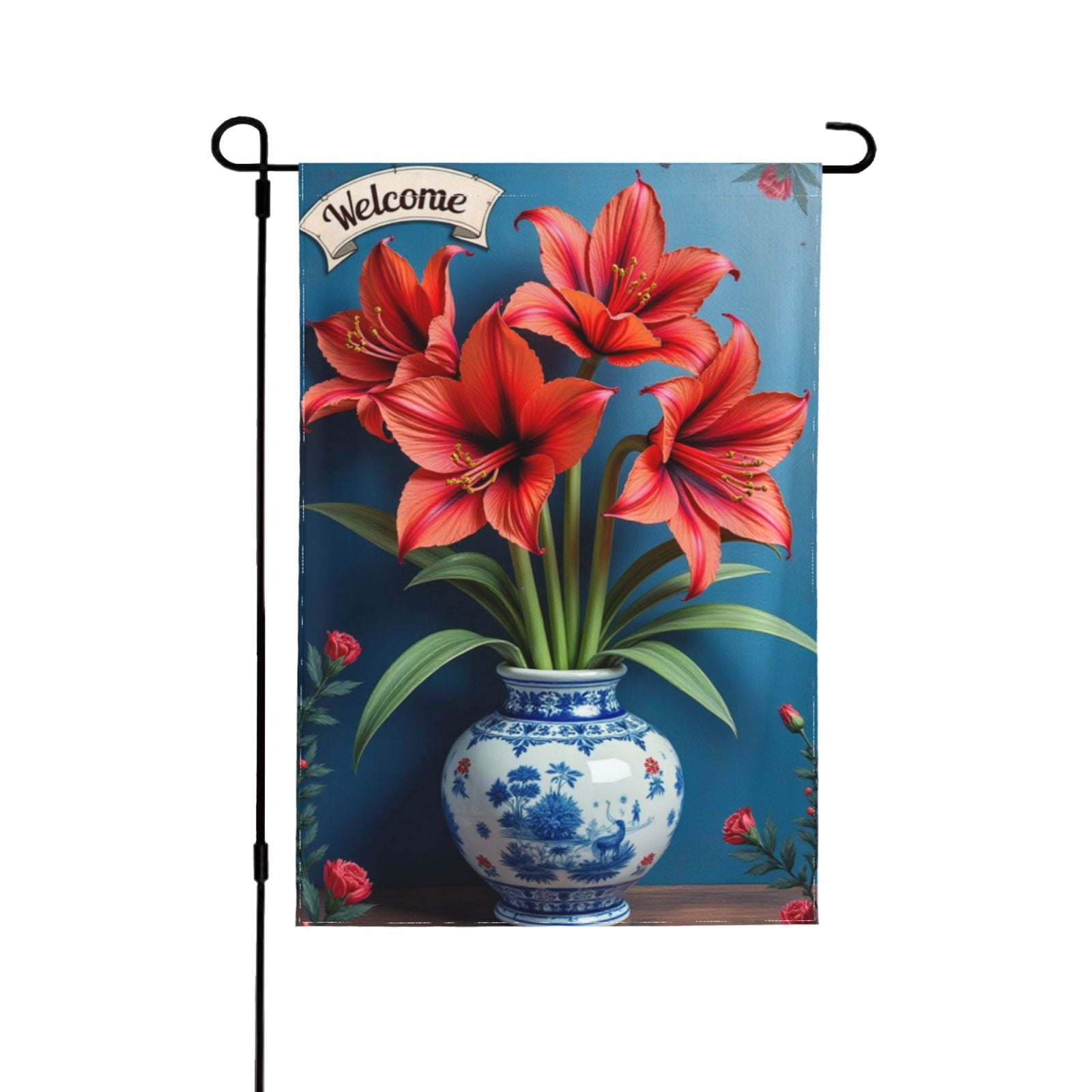 Welcome Spring Summer Garden Flag 12x18 Inch Double Sided Amaryllis ...