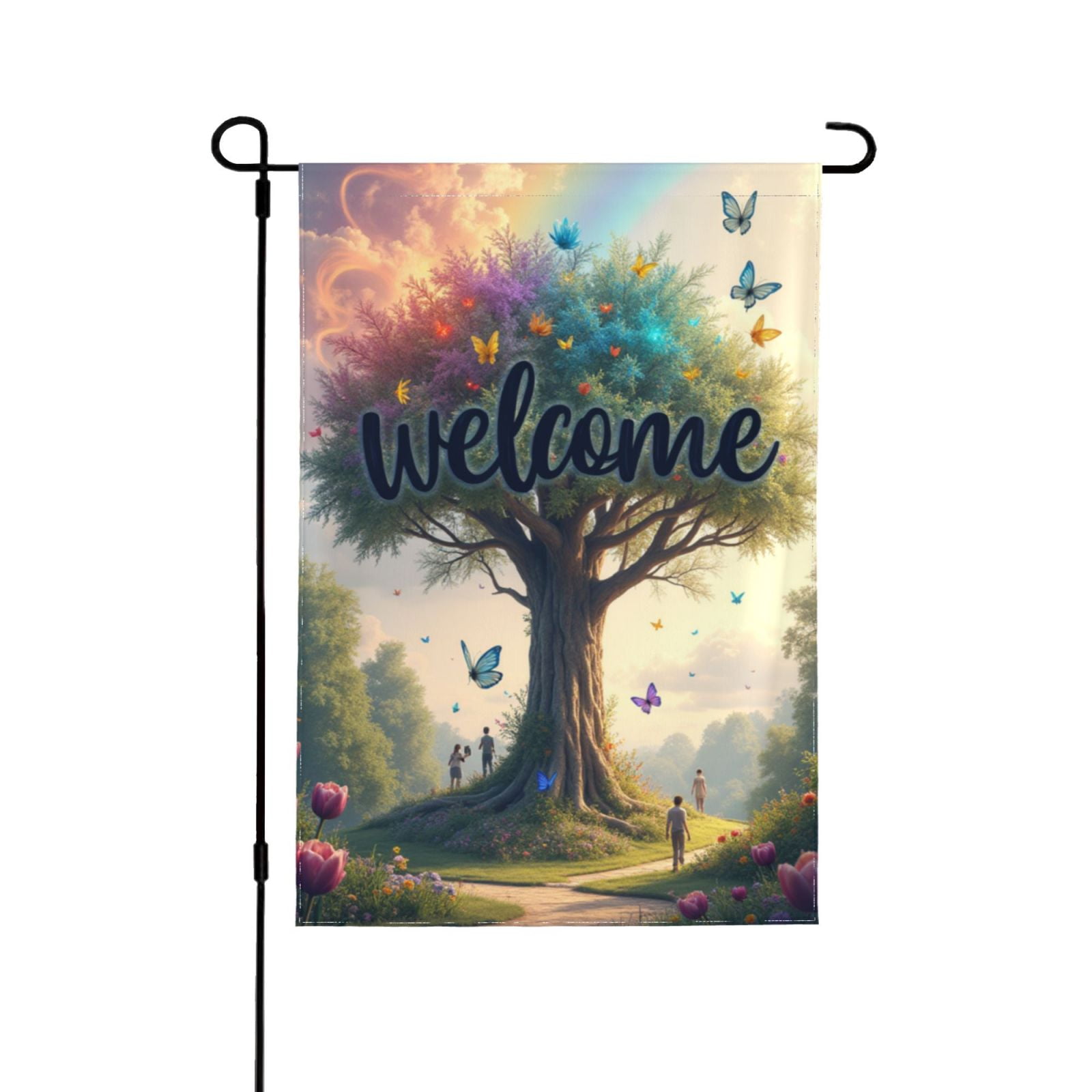 Welcome Spring Summer Garden Flag 12x18 Inch Double Sided Butterfly ...