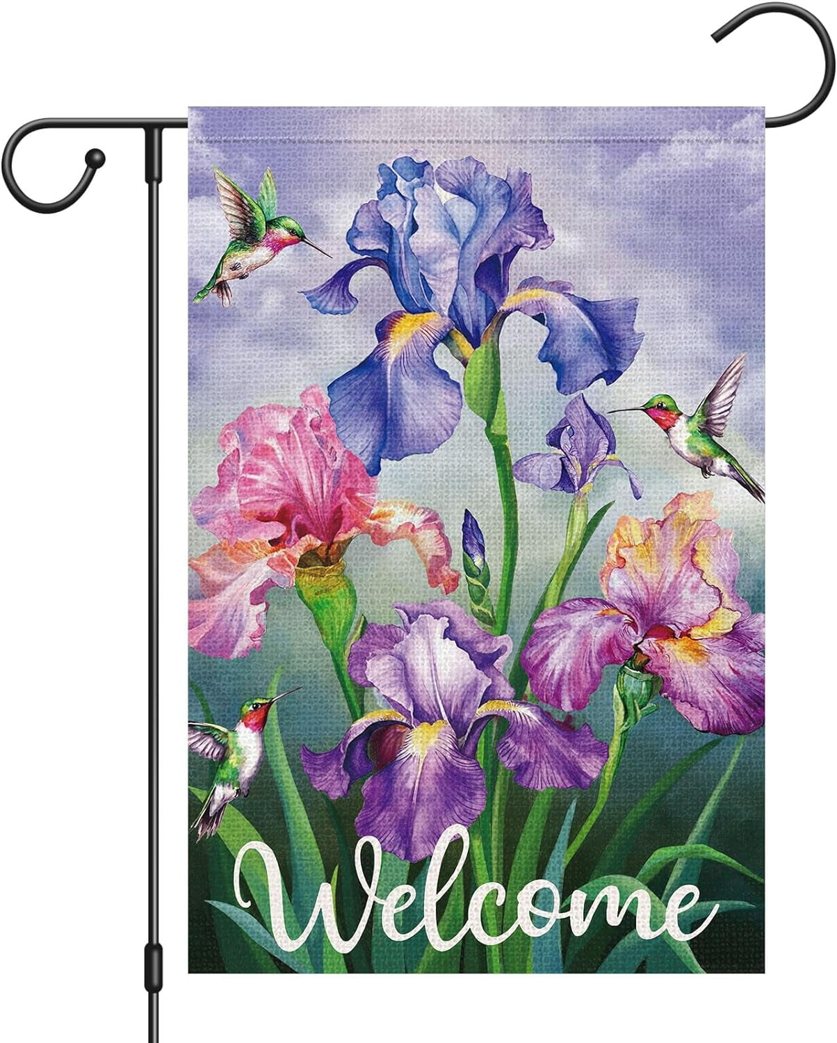 Welcome Spring Summer Garden Flag 12x28 inch Double Sided Burlap ...