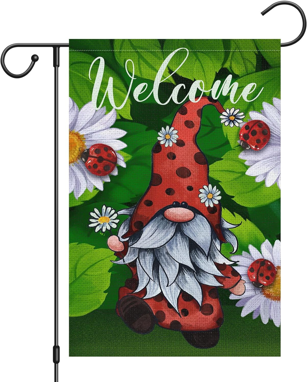 Welcome Spring Summer Garden Flag 12x28 inch Double Sided Burlap ...