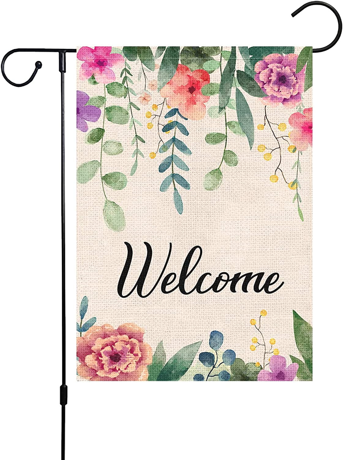 Welcome Spring Summer Garden Flag 28x40 inch Double Sided, Burlap Small ...