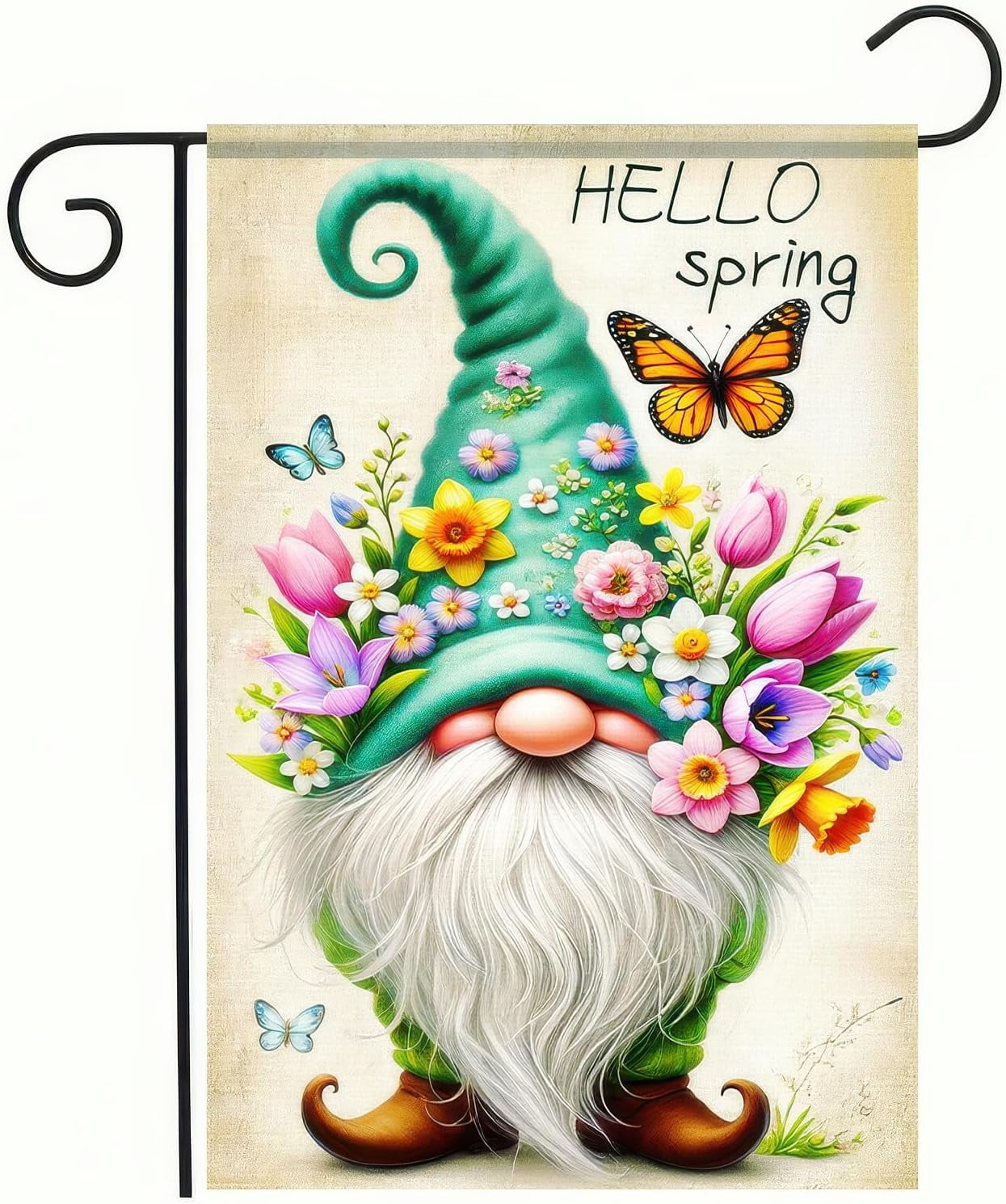 Welcome Spring Summer Garden Flag Double Sided 12 x 18 Gnome Decorative ...