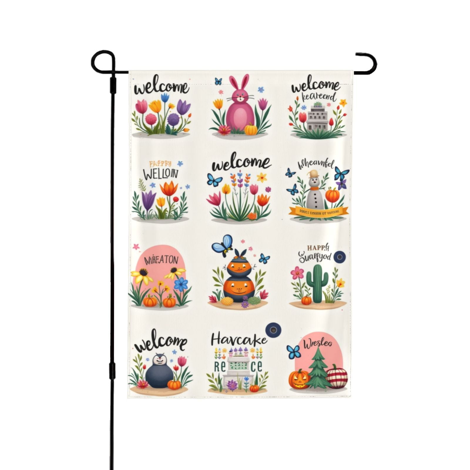Welcome Spring Summer Garden Flag Double Sided Floral Butterfly Garden ...